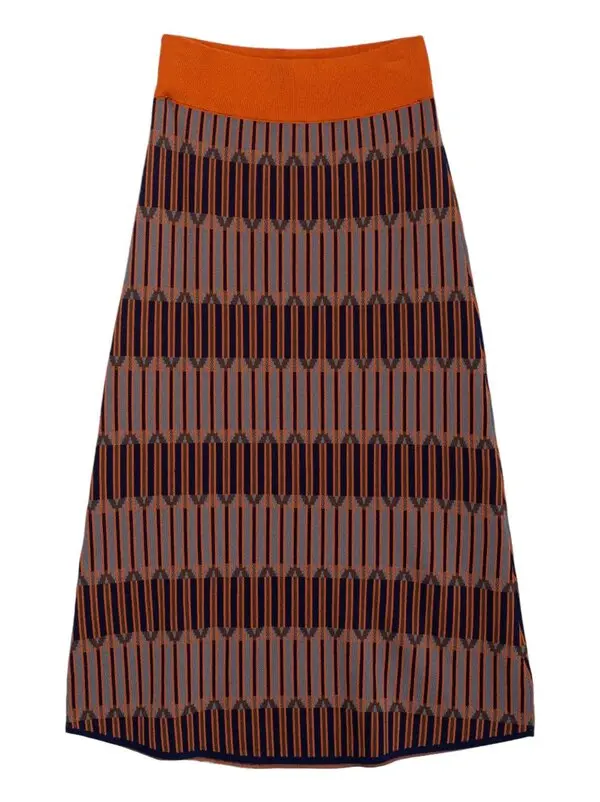 DOLORES PROMESAS Geometric Print Midi Skirt - Orange