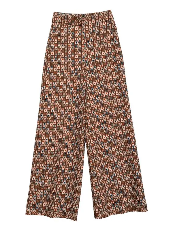 Dolores Promesas Manuela Geometric Print Trousers - Brown