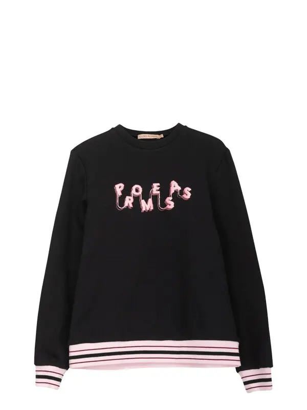 DOLORES PROMESAS Dreamer" Crewneck Sweatshirt With Striped Cuffs - Black