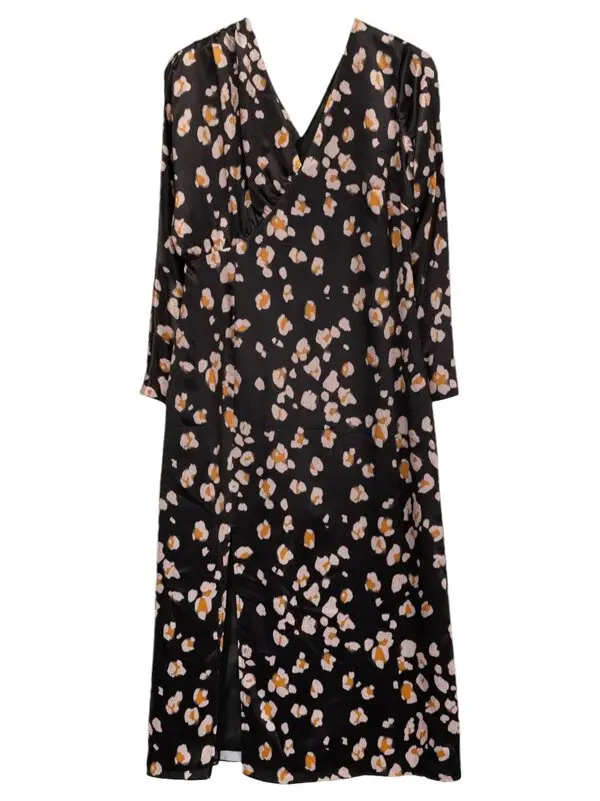 DOLORES PROMESAS Floral Print V-neck Maxi Dress - Black