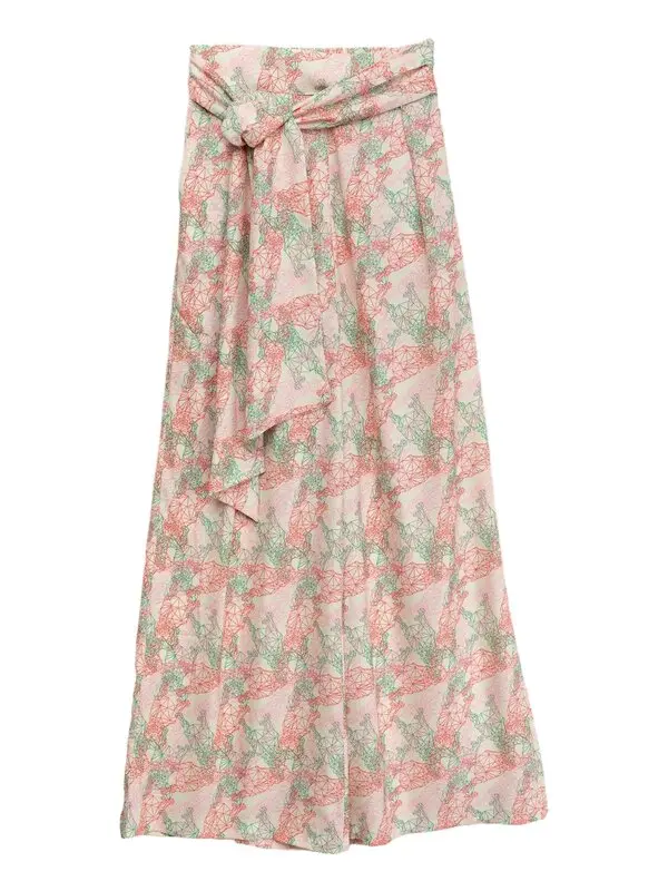 Dolores Promesas High-waisted Printed Wide-leg Trousers - Green/pink
