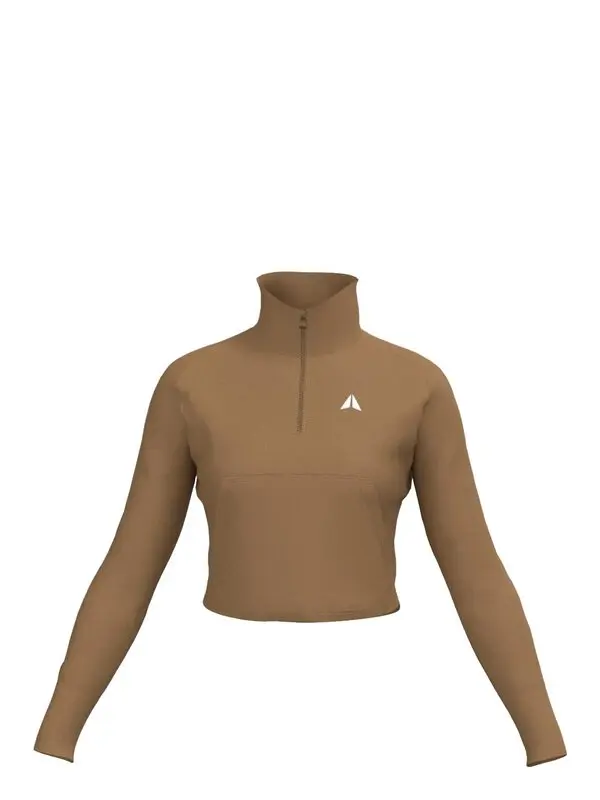 AORA ATHLETICS Miho Eco-friendly Half Zip Sweater For – Sustainable Lightweight Warm Breathable Pullover With Sleek Design – Versatile Activewear And Casual Top For Travel, Outdoor Activities, Athleisure, Gym, Everyday Wear, Layering, And Stylish Comfort - Brown