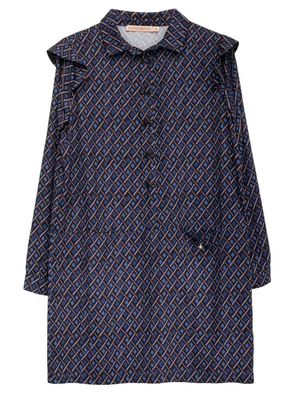 Dolores Promesas Elena Geometric Print Shirt Dress - Blue