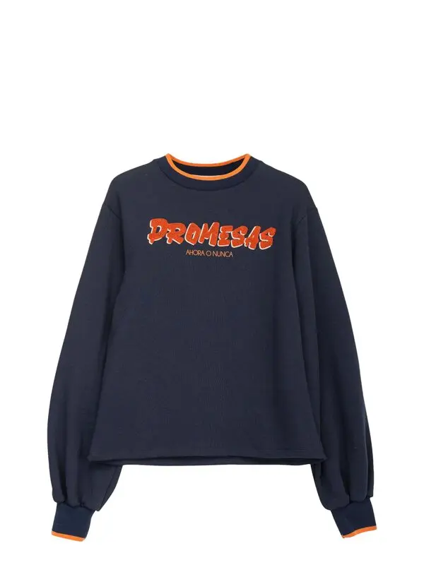 Dolores Promesas Promises Now Or Never" Crewneck Sweatshirt - Blue