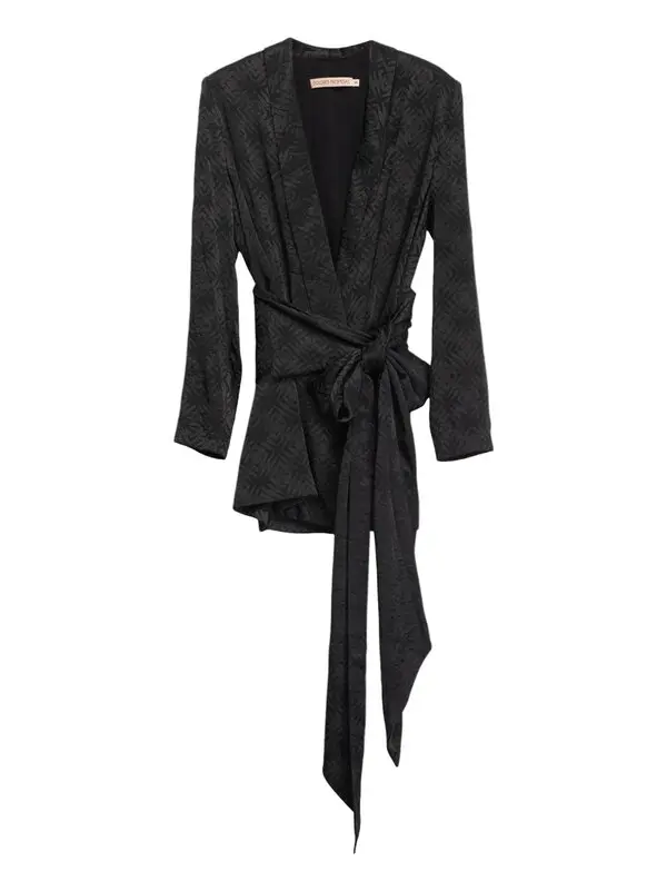 Dolores Promesas Jacquard Belted Jacket - Black