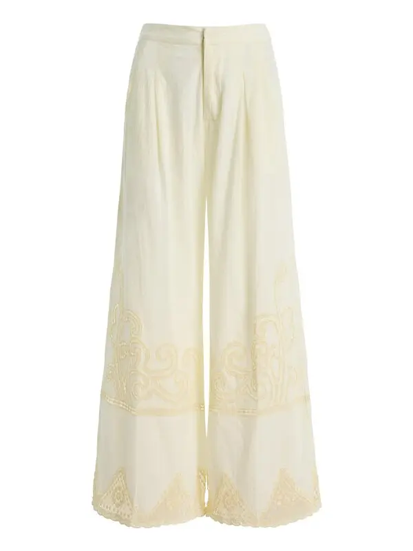 ALL THAT REMAINS Akia Crochet Cotton Wide-leg Pants - White
