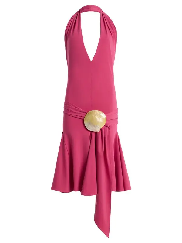 CONNER IVES Shell-embellished Crepe Midi Halter Dress - Pink
