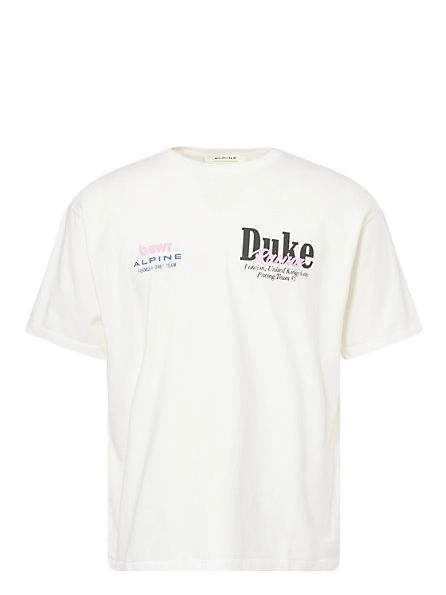 DUKE + DEXTER Alpine Formula One Logo Cotton T-shirt - White