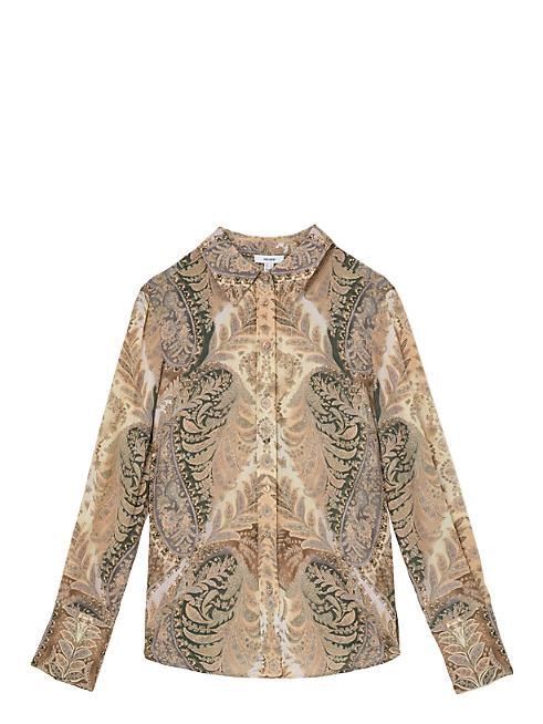 REISS Katya Paisley-print Woven Shirt - Grey Neutral