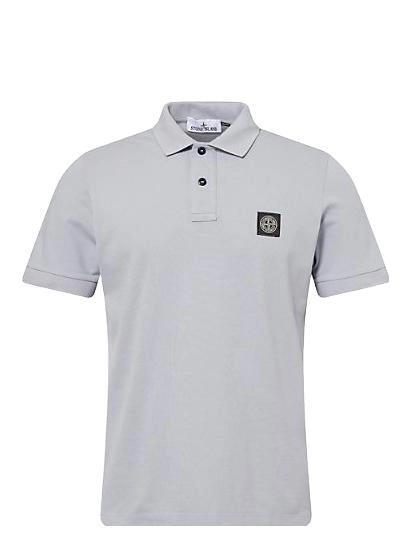Stone Island Logo-patch Stretch-cotton Polo Shirt - Ash Grey