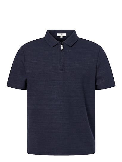 ARNE Cavour Textured Zip Woven Polo Shirt Xxl - Navy