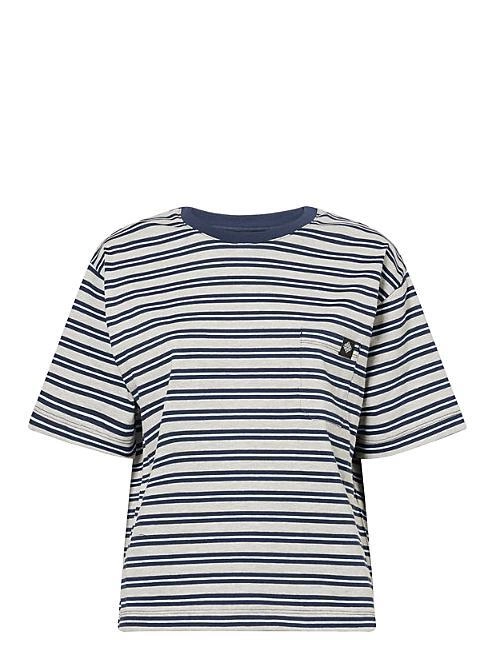THE COUTURE CLUB Striped Cotton-jersey T-shirt - Navy