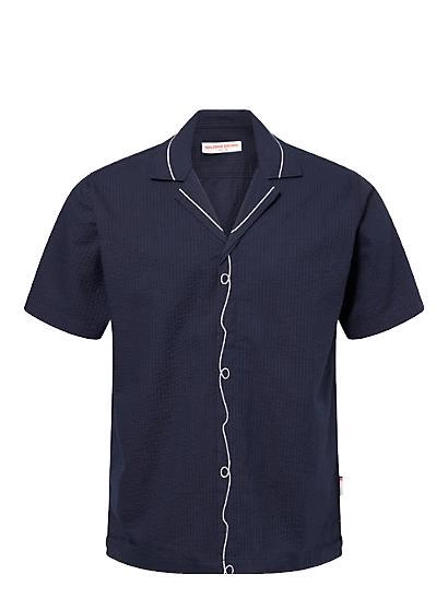 Orlebar Brown Maitan Embroidered Cotton Shirt - Night Iris