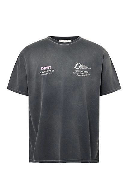 DUKE + DEXTER Alpine Formula One Logo Cotton T-shirt - Washed Black