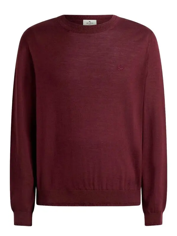 Etro Wool And Silk Sweater With Pegasus Embroidery - Red