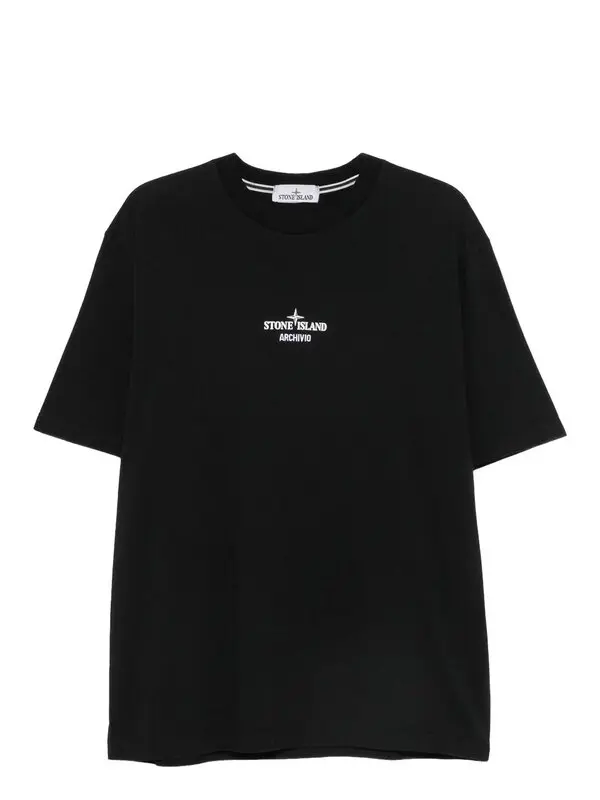 Stone Island T-shirt Regular Fit With 'archive' Print - Black