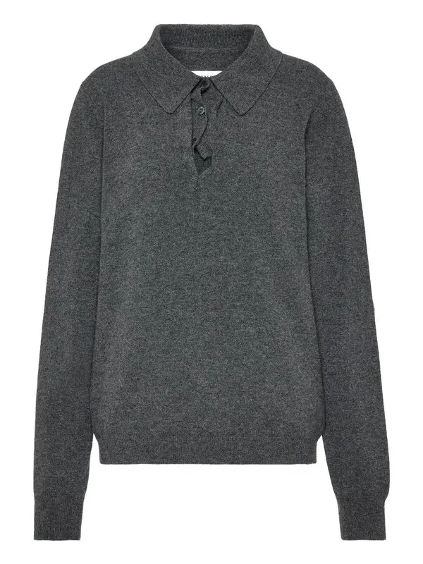 MAISON MARGIELA Wool Polo Sweater With Draped Collar - Grey
