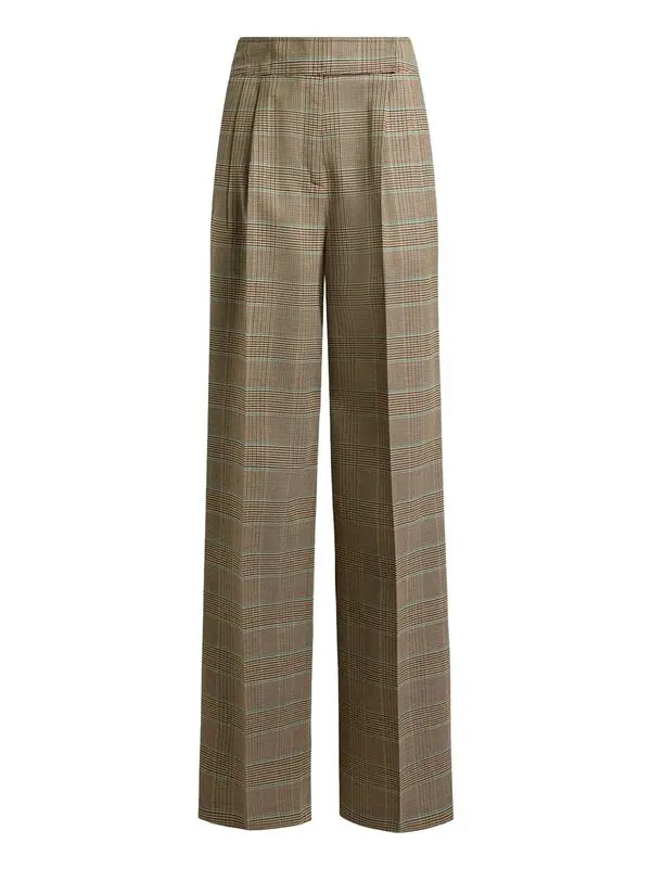 Etro Stretch Wool Houndstooth Pants - Brown