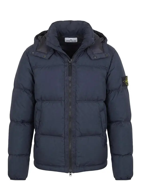 Stone Island Ripstop Down Jacket With Removable Hood - Blue