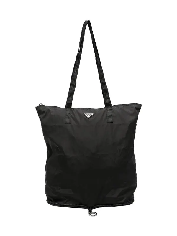 Prada Nylon Tote Bag With Saffiano Leather Case - Black