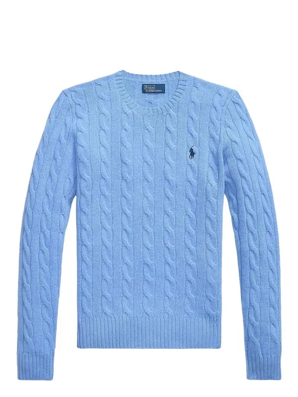 Polo Ralph Lauren Cable Knit Wool And Cashmere Crew Neck Pullover - Blue