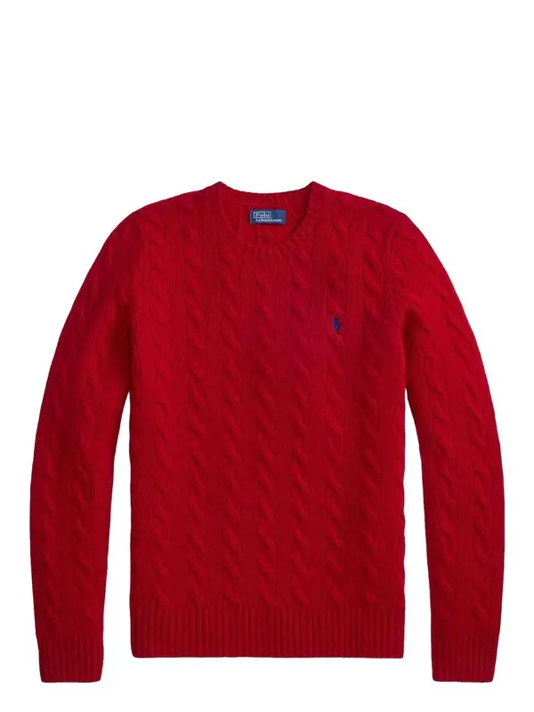 Polo Ralph Lauren Cable Knit Wool And Cashmere Crew Neck Pullover - Red