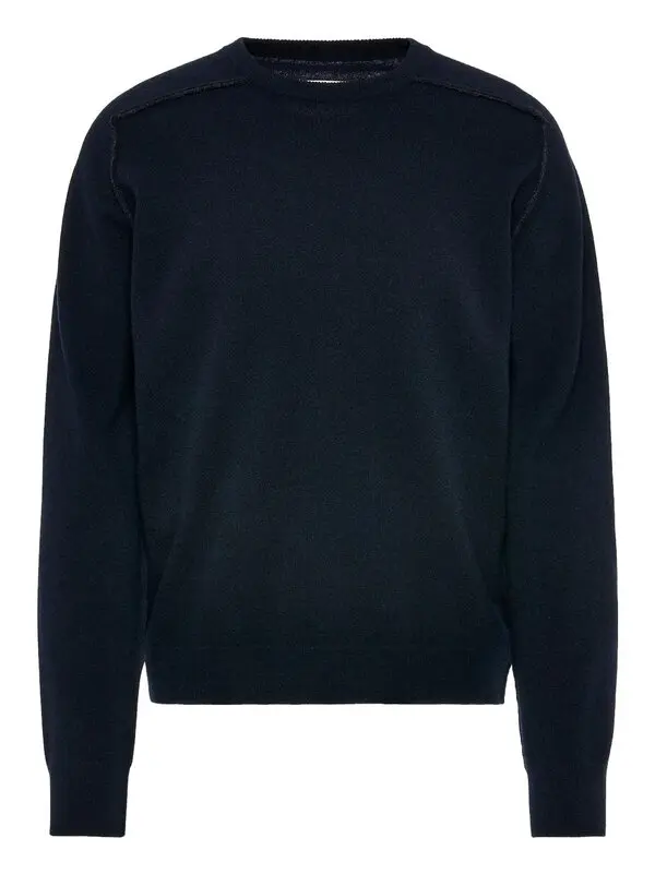MAISON MARGIELA Virgin Wool Crew Neck Sweater - Blue