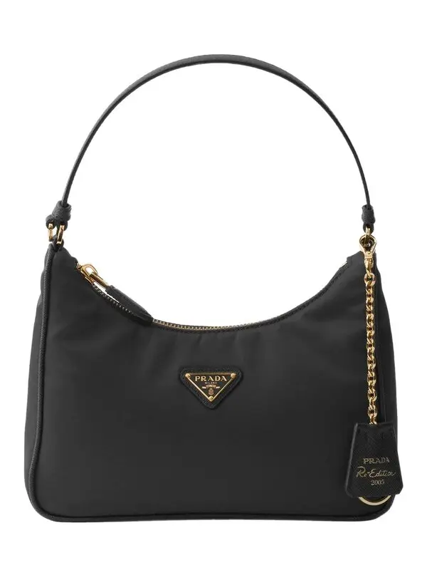 Prada Mini Re-edition 2005 Bag In Re-nylon And Saffiano - Black