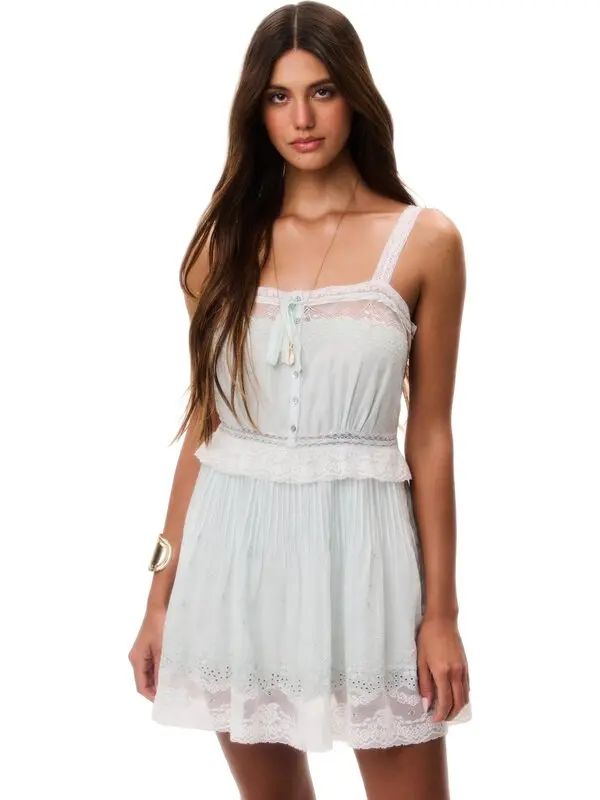 LoveShackFancy Hadlee Cotton Mini Dress With Lace Trim - Ivory