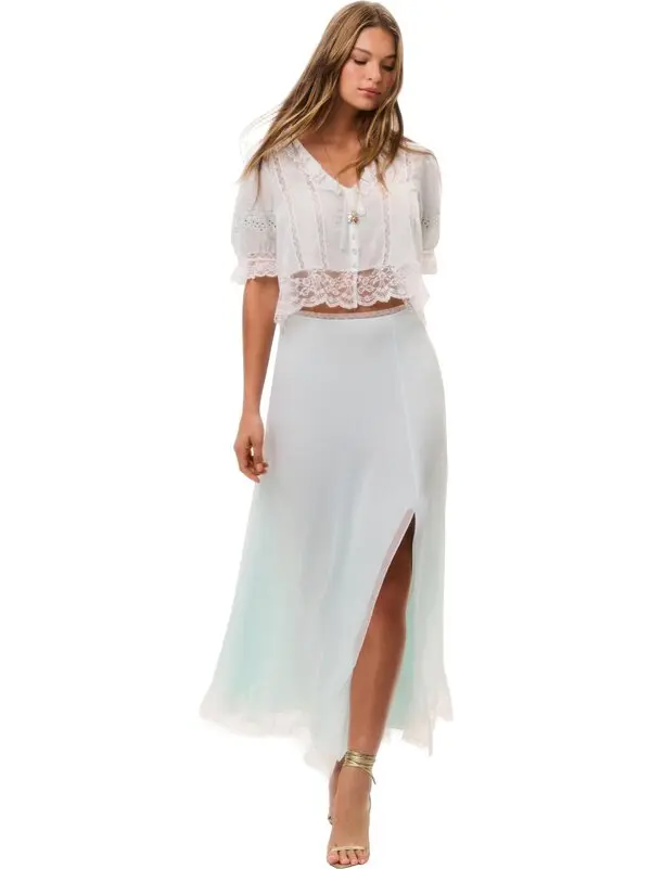LoveShackFancy Sybel Silk Chiffon Maxi Skirt - Eau De Nil