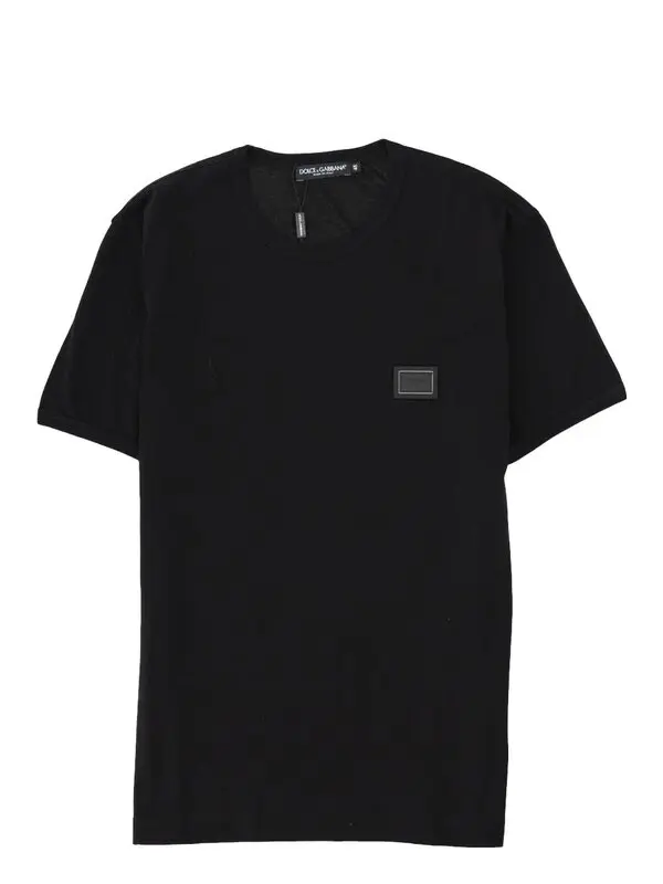 Dolce & Gabbana Cotton Crewneck T-shirt With Chest Patch - Black