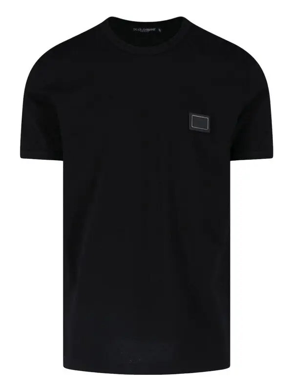 Dolce & Gabbana Cotton Crewneck T-shirt With Chest Patch - Black