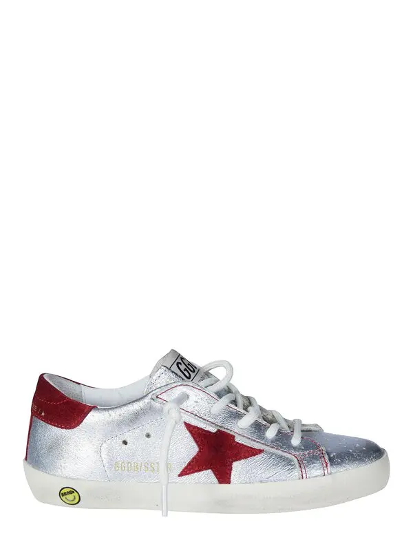 GOLDEN GOOSE Mini Star-embellished Suede Sneakers - Argento