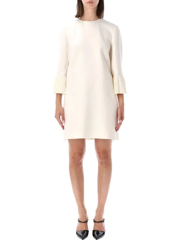 Valentino Garavani Mini Dress With Embroidered Cuffs - Bianco