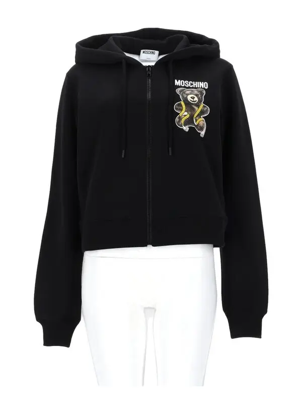 Moschino Graphic Teddy Bear Zip-up Hoodie - Black