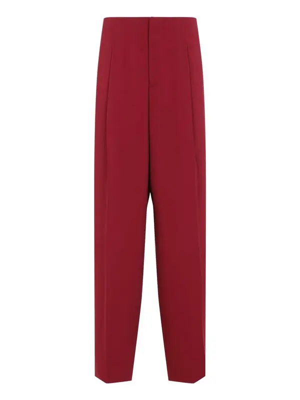 Alberta Ferretti Straight Leg Viscose Paint Trousers - Red