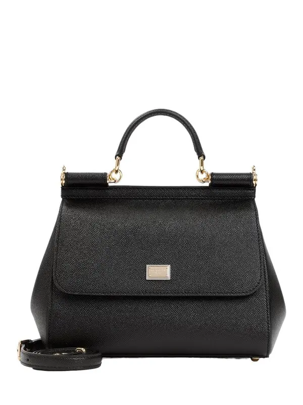 Dolce & Gabbana Saffiano Leather Sicily Mini Handbag - Black
