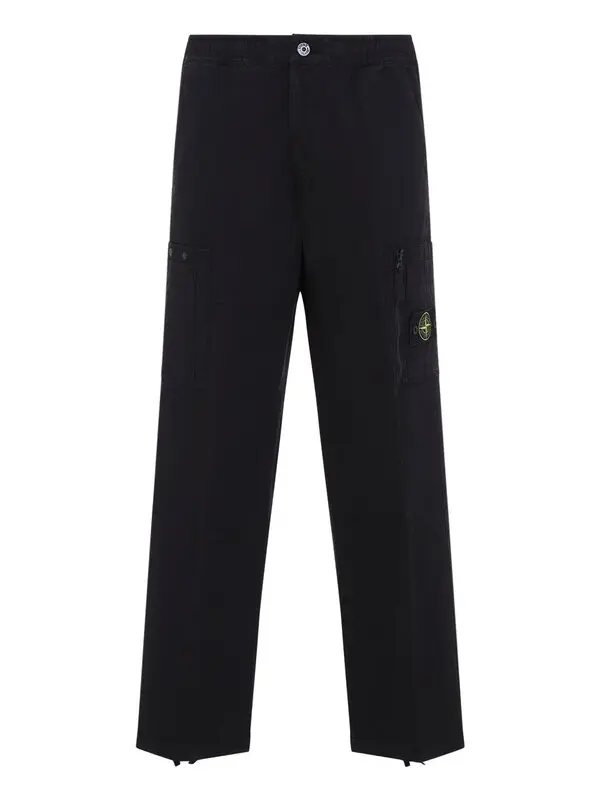 Stone Island Straight-leg Cotton Cargo Trousers - Black