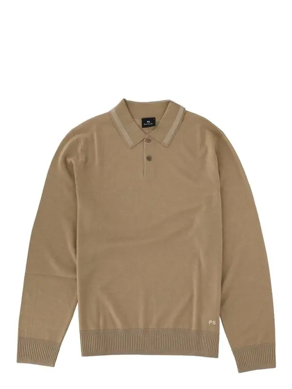Paul Smith Merino Wool Long Sleeve Knit Polo Sweater - Brown