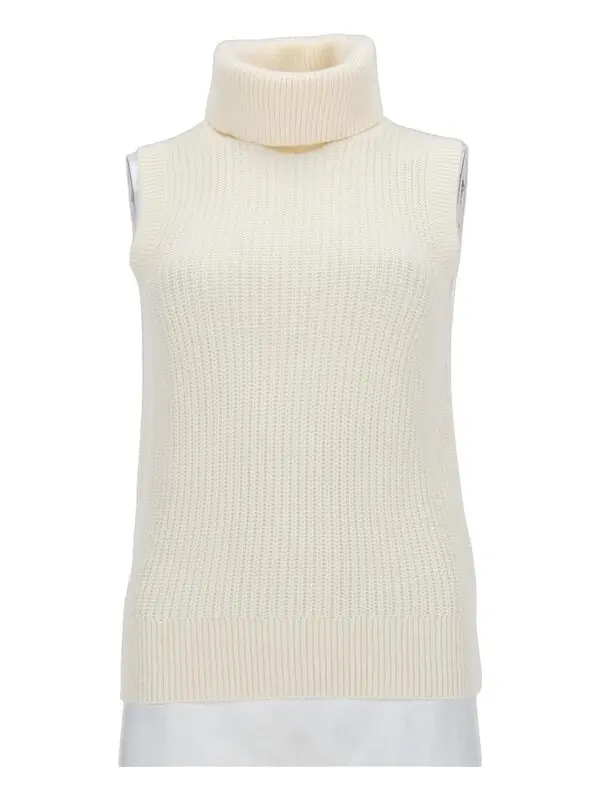 Michael Kors Sleeveless Turtleneck Knit Sweater Vest - White