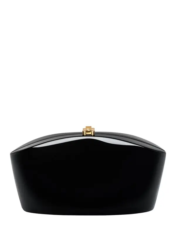 Rocio Twiggy Sculptural Wood Clutch With Chain Strap - Midnight Black
