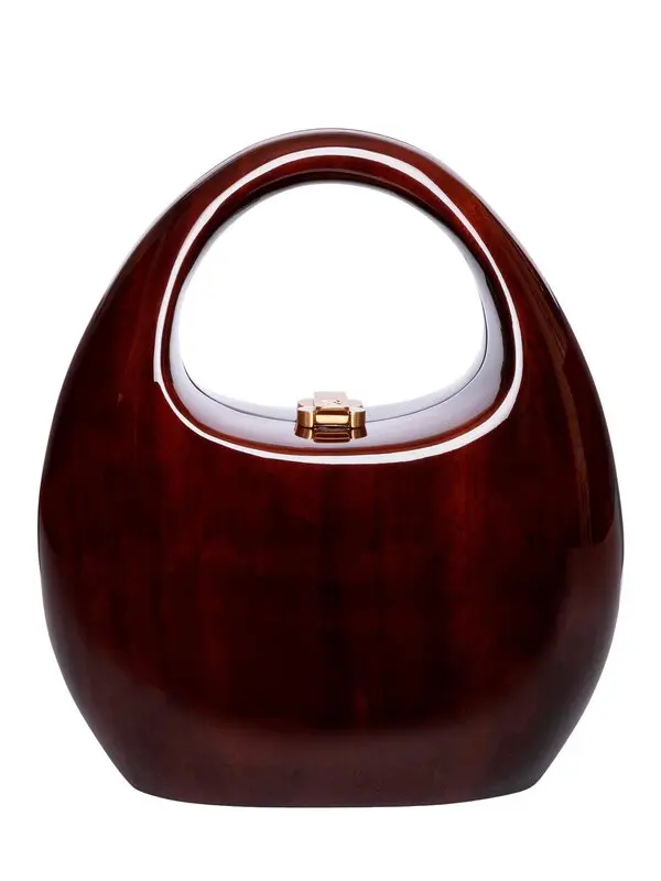 Rocio Viola Sculptural Wooden Handbag - Dark Brown