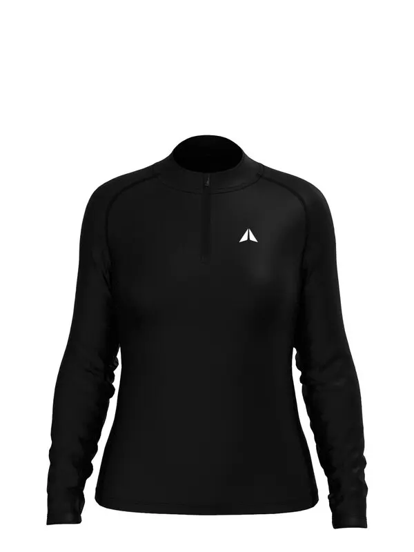 AORA ATHLETICS Three Sixty Five Half Zipper Eco-friendly Long Sleeve Shirt For – Lightweight Breathable Sweat-wicking Top With Tailored Fit – Sustainable Activewear For Training, Gym, Outdoor Activities, Layering, Travel, And Year-round Performance - Black