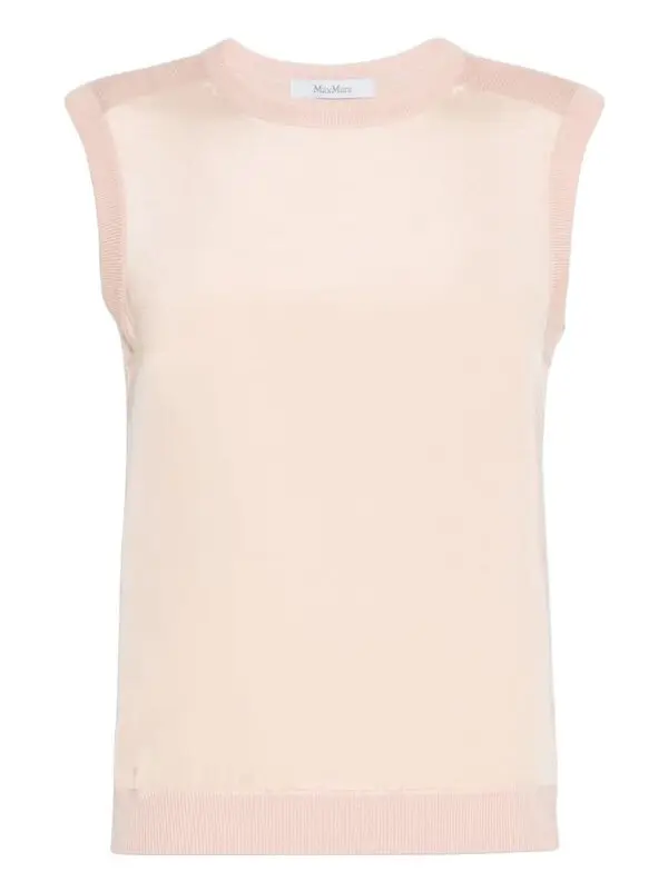 Max Mara Sleeveless Ribbed Cashmere And Silk Yarn Sweater - Pink