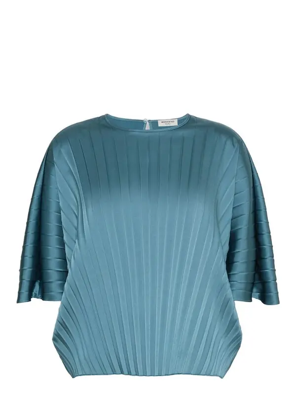 Max Mara Pleated Satin Blouse - Blue Azure