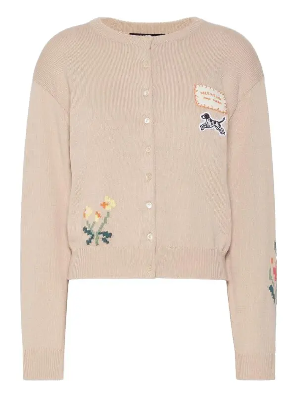 Max Mara Inlay-detail Cotton Yarn Cardigan - Sand