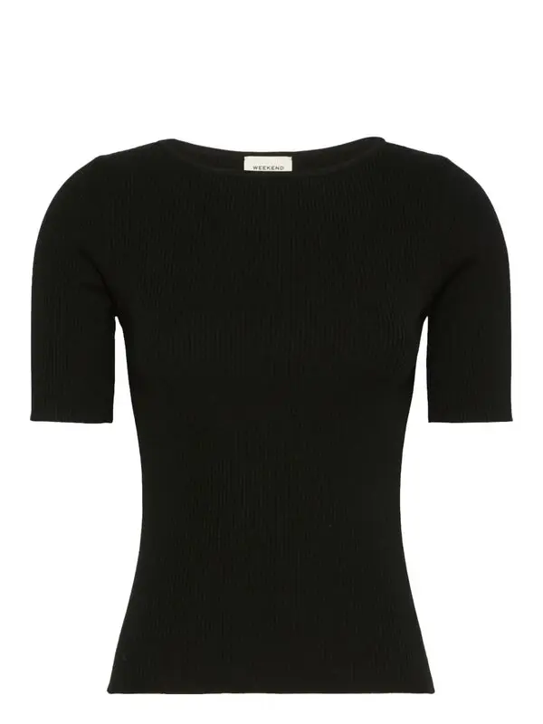 Max Mara Slim-fit Stretch Viscose Ribbed Jumper - Black