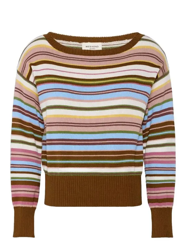 Max Mara Cotton Striped Boat Neck Sweater - Multicolour