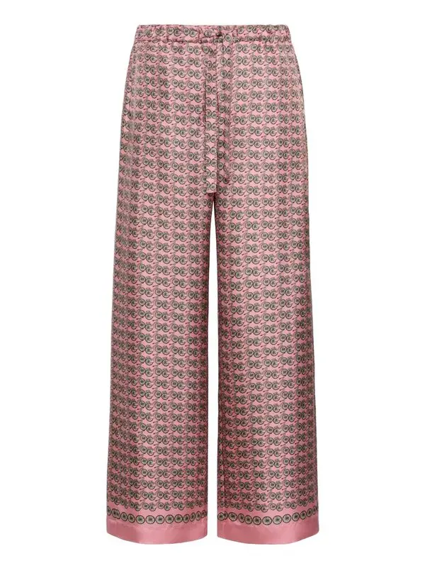 Max Mara Printed Silk Twill Trousers - Pink