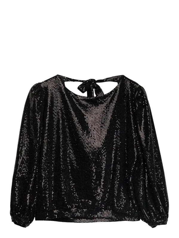 DOLORES PROMESAS Sequined Top With Draped Back - Black
